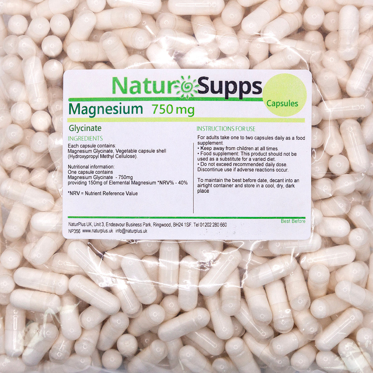 Magnesium Glycinate 750mg Capsules - Vegetarian - Vegan — NaturSupps